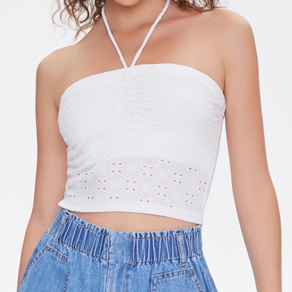 Eyelet Lace Halter Top - Gem
